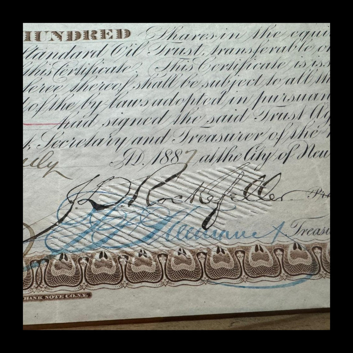 Standard Oil Stock Certificate Signed by John D Rockefeller & Henry Fl ...