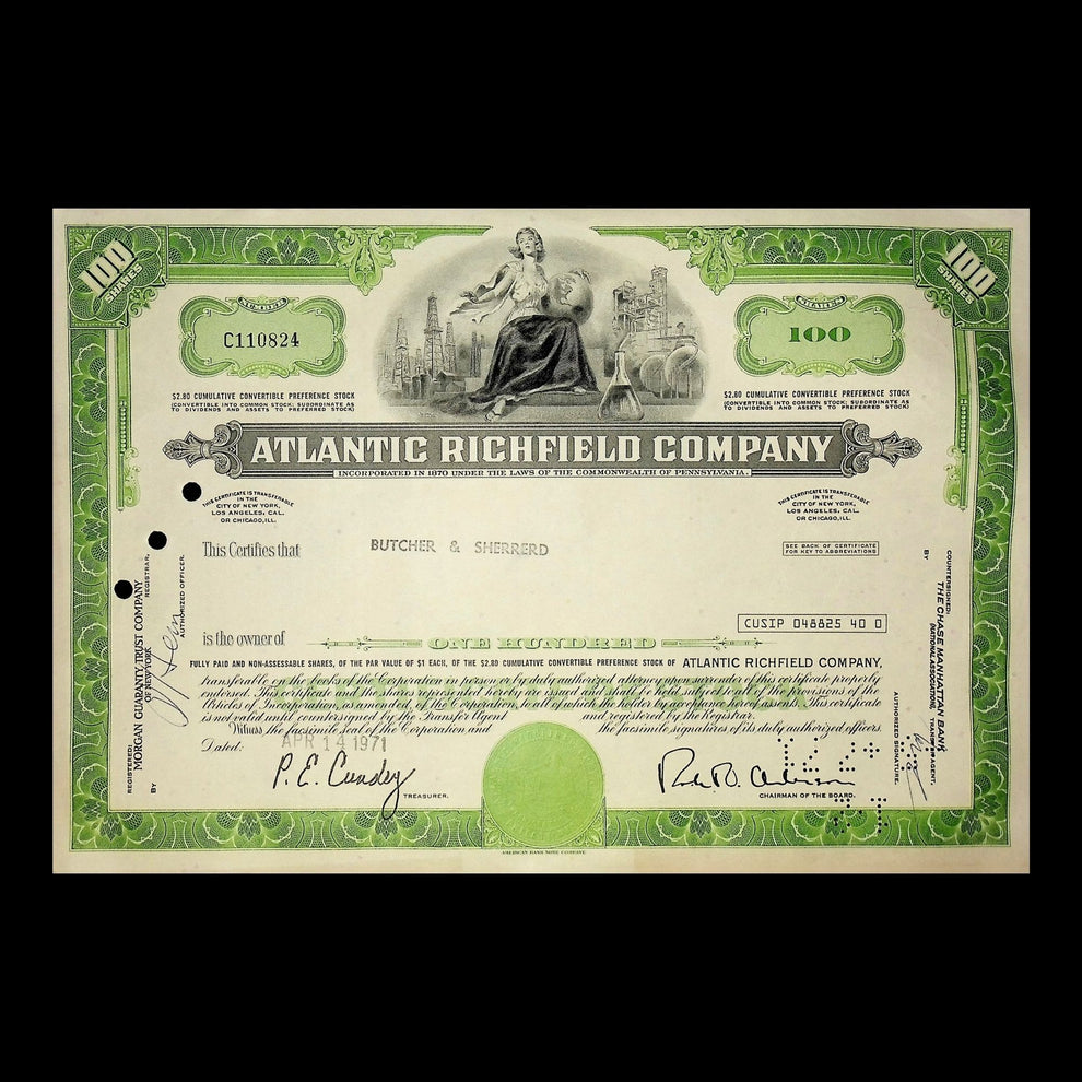 Atlantic Richfield Company (now Marathon Petroleum) Stock Certificate ...