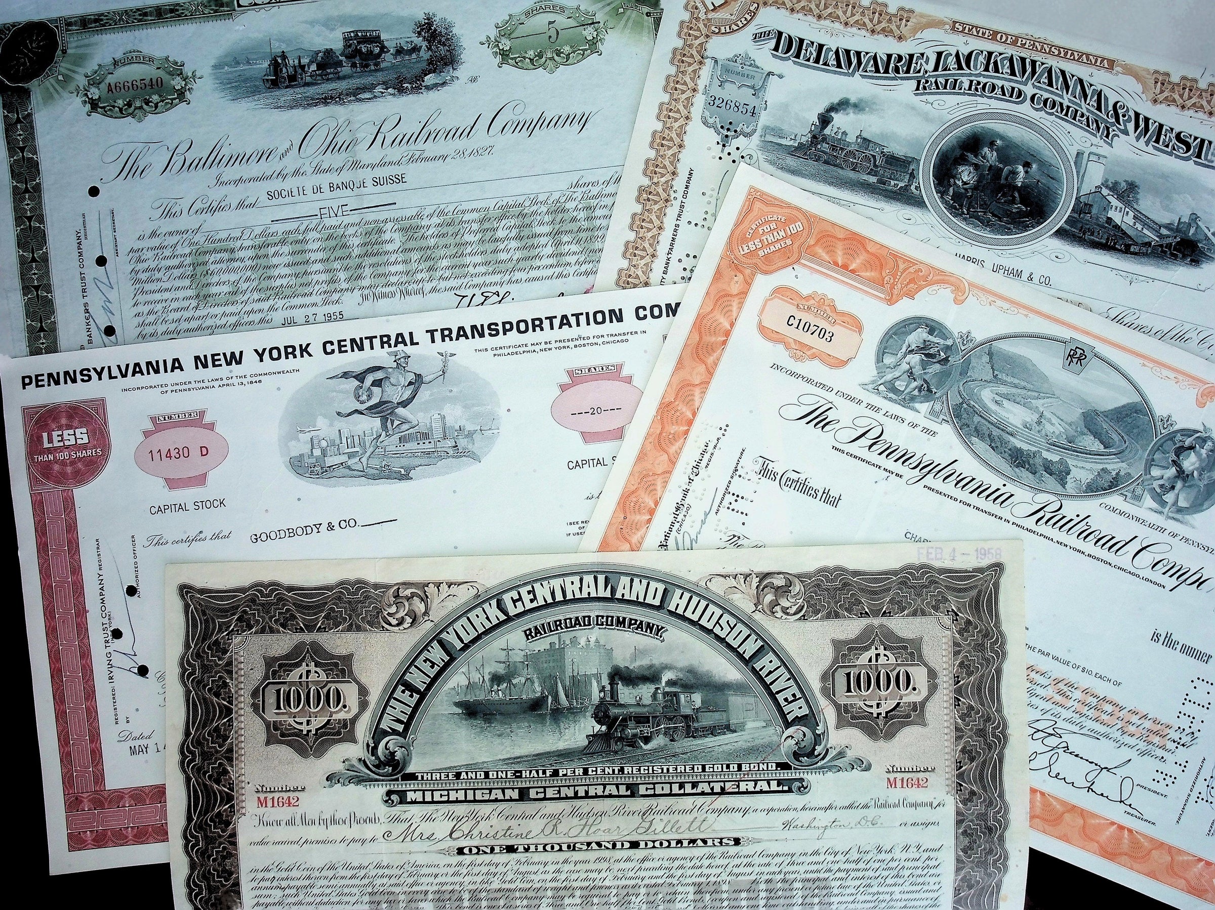Wall Street Stock & Bond Certificate Shop - Ticker History