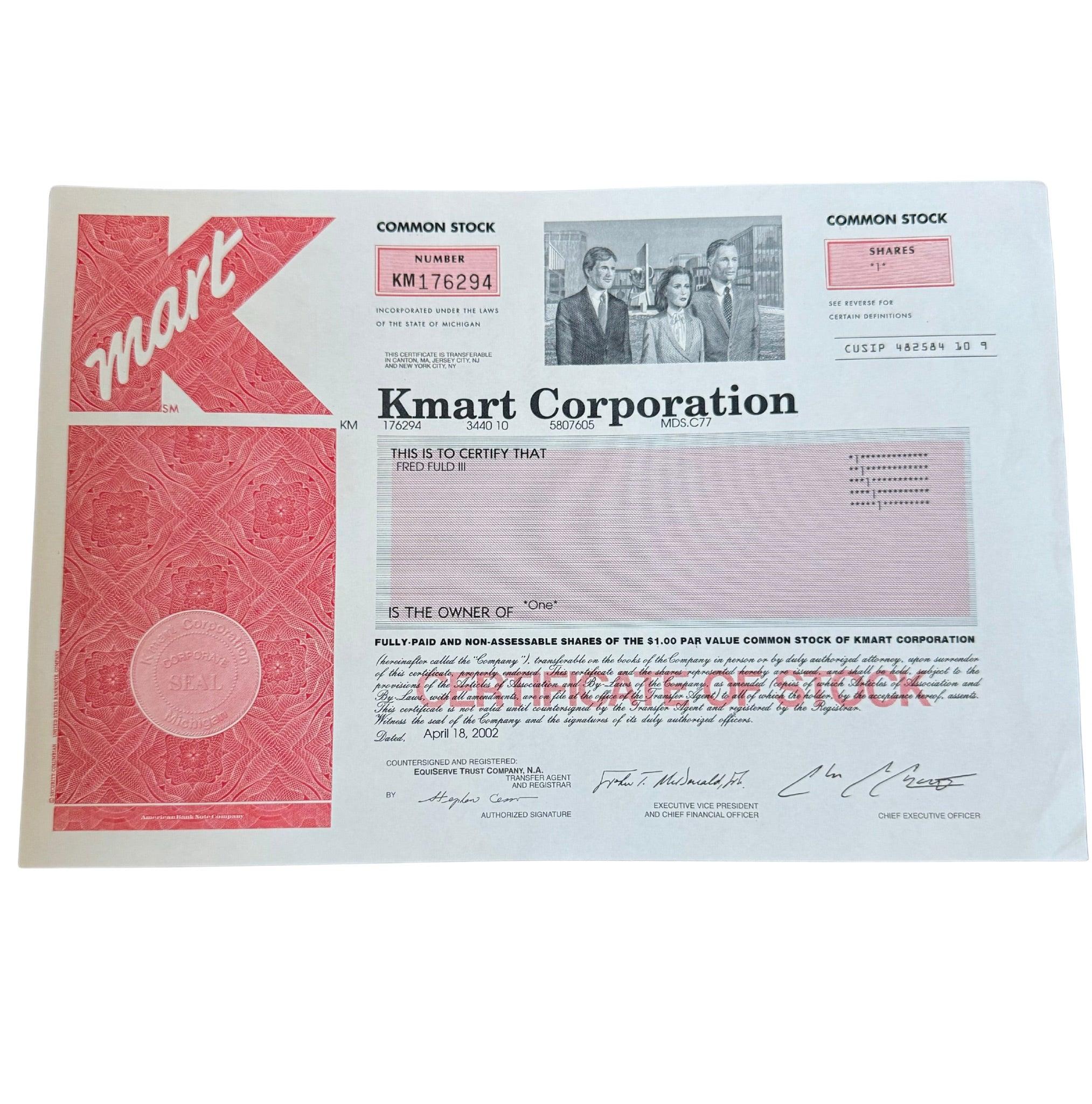 Kmart Corporation Stock Certificate – Ticker History