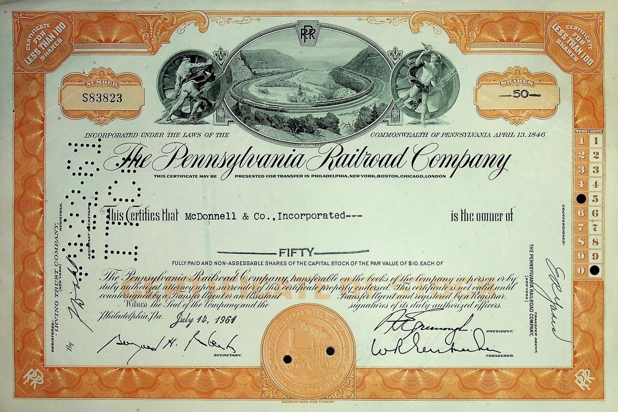 Wall Street Stock & Bond Certificate Shop - Ticker History